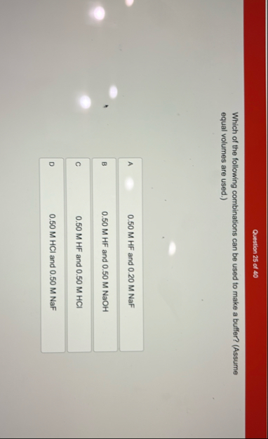 Solved Question 25 ﻿of 40Which of the following combinations | Chegg.com