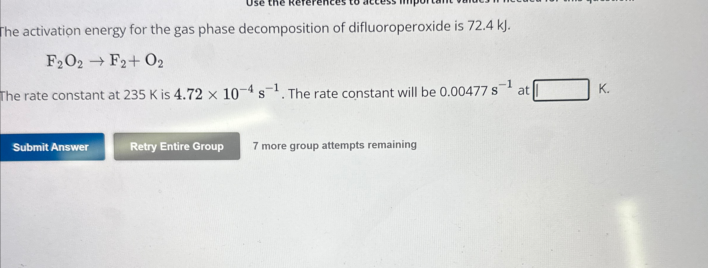 Solved The activation energy for the gas phase decomposition | Chegg.com