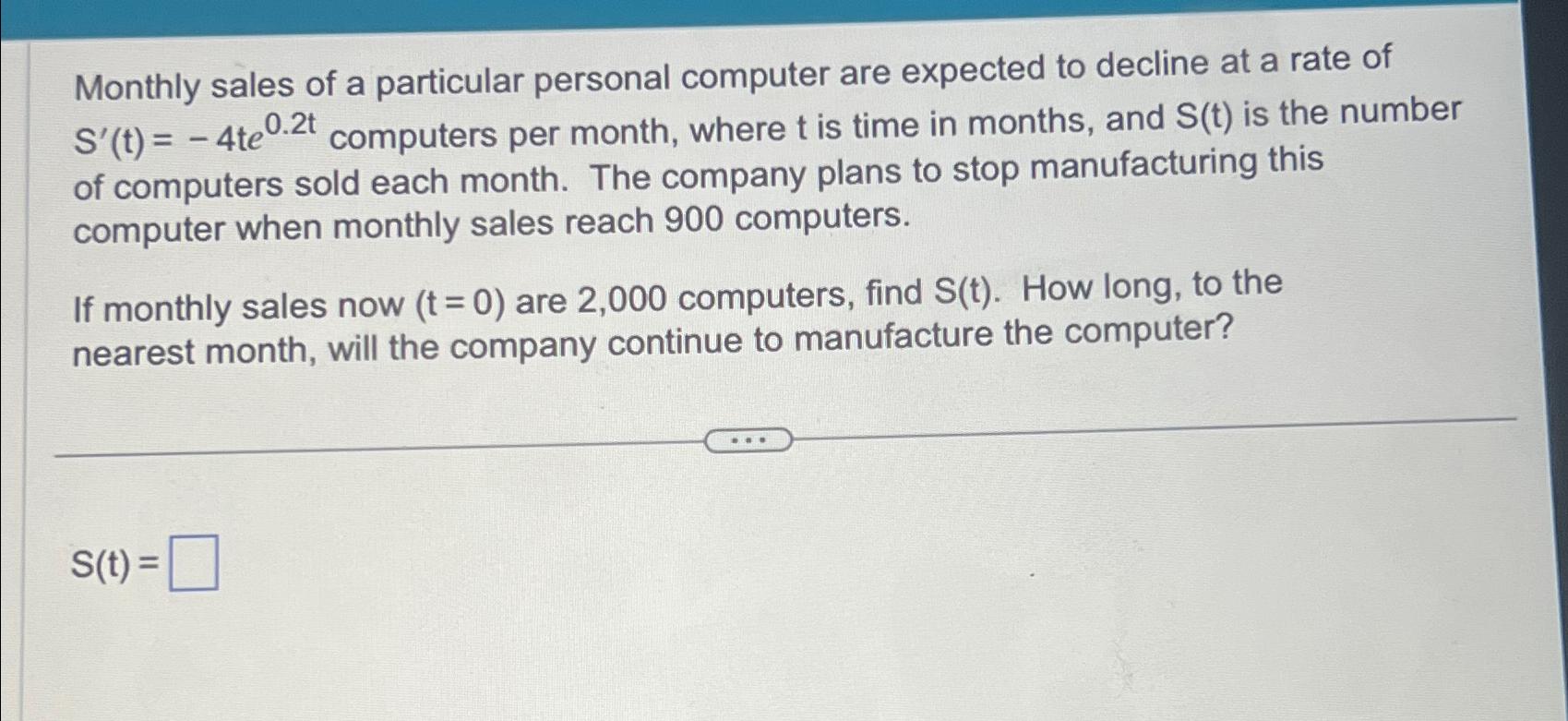 Solved Monthly sales of a particular personal computer are | Chegg.com
