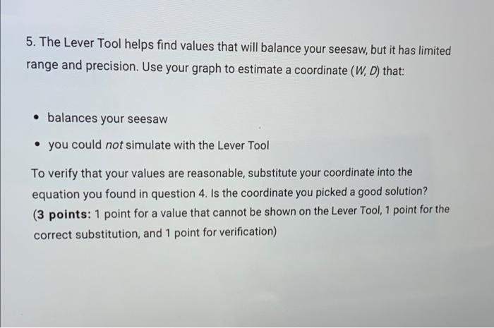 Solved 5. The Lever Tool helps find values that will balance | Chegg.com