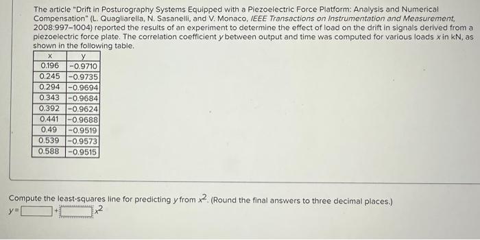 Solved The article "Drift in Posturography Systems Equipped | Chegg.com