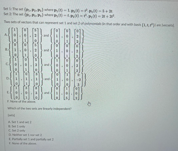 Solved Set 1: The set {p1,p2,p3} ﻿where | Chegg.com