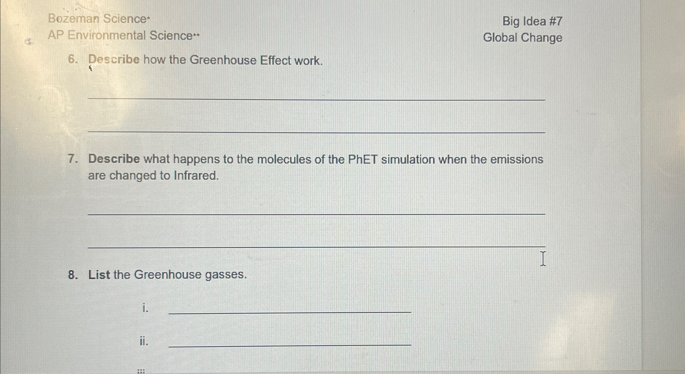 Solved Bozeman Science*Big Idea #7AP Environmental | Chegg.com