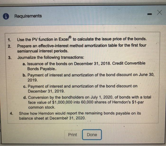 Solved * Requirements Use the PV function in Excel to | Chegg.com