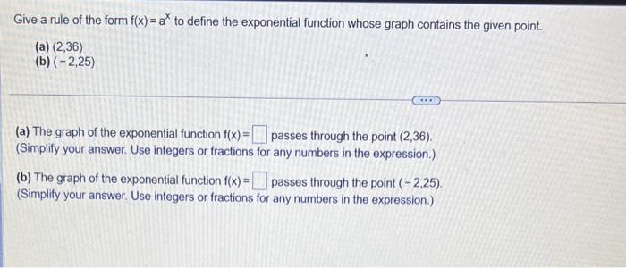 Solved Give a rule of the form f(x)=ax to define the | Chegg.com