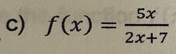 Solved c) f(x) = 5x 2x+7. The answer is 35/(2x+7^2.Using the | Chegg.com