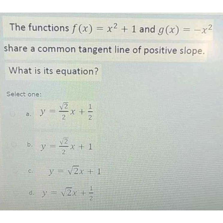 Solved The functions f(x)=x2+1 ﻿and g(x)=-x2 ﻿share a common | Chegg.com