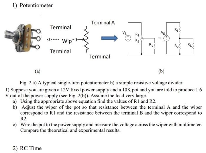 Solved 1) Potentiometer Terminal A Terminal R1 Vs Vs Wip | Chegg.com