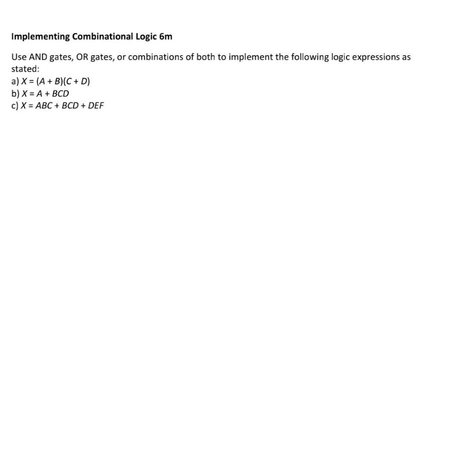 Solved Basic Combinational Logic Circuits 16 m 1) Write the | Chegg.com