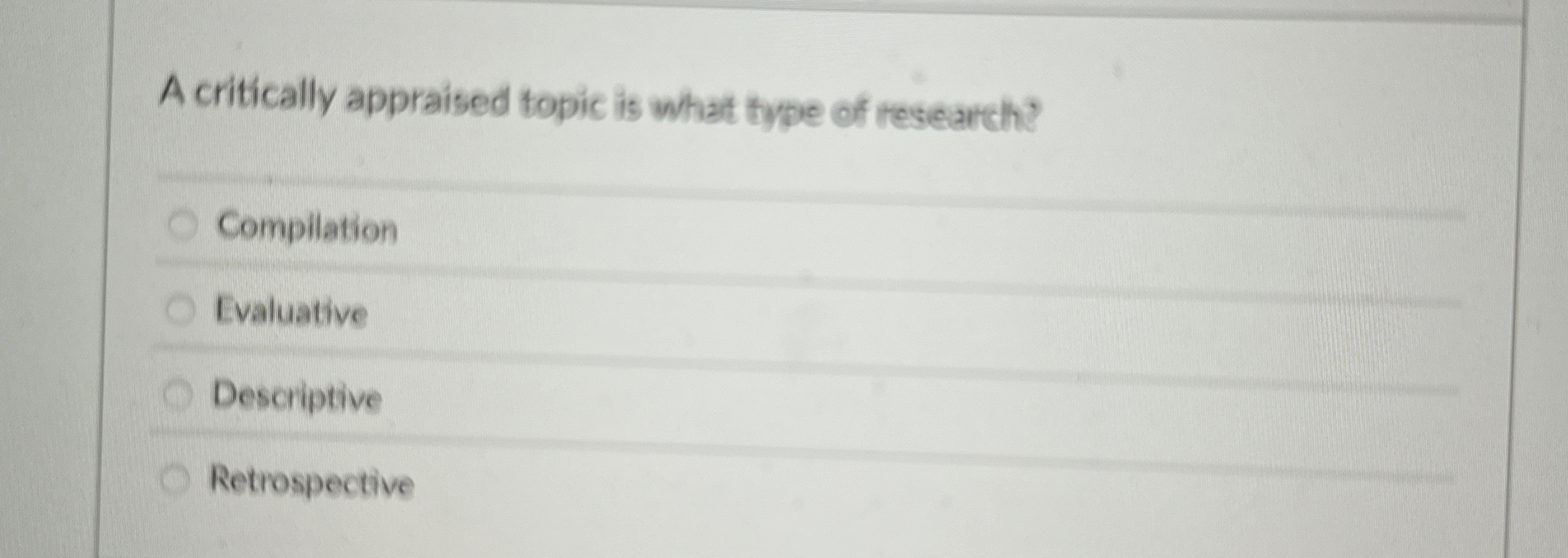 Solved A critically appraised topic is what type of | Chegg.com