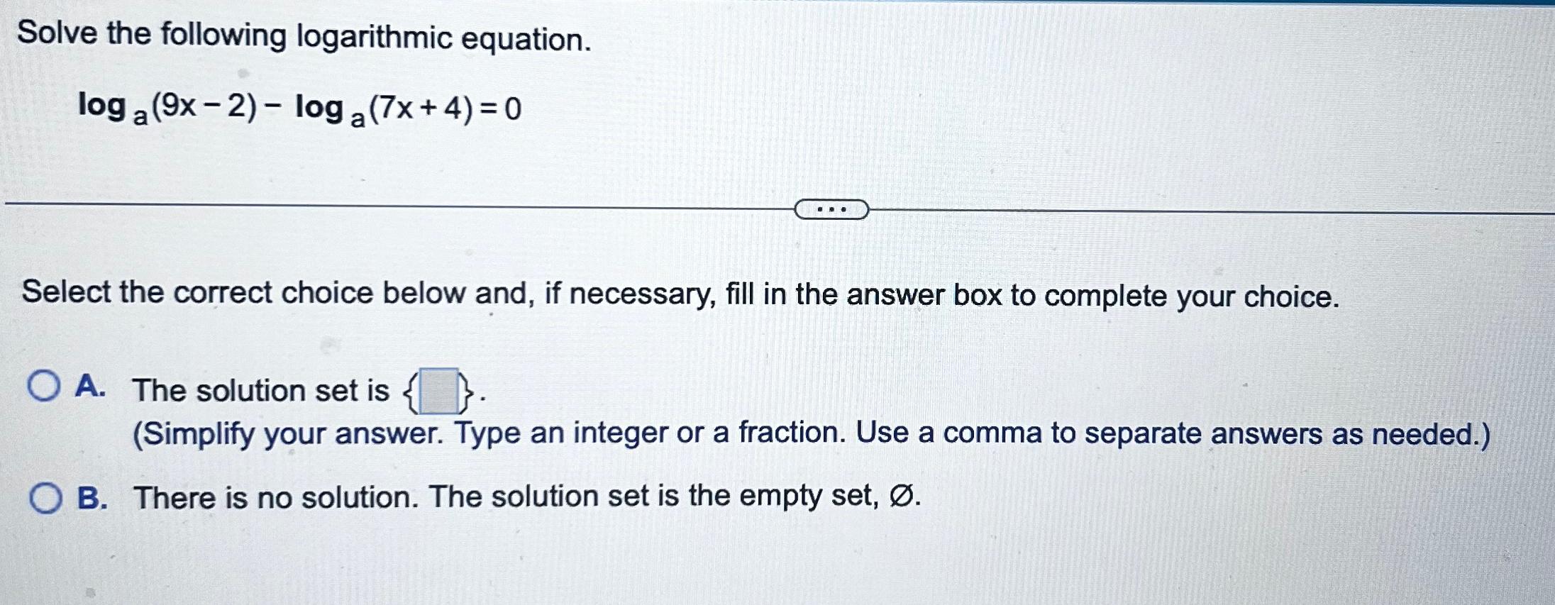 Solved Solve the following logarithmic | Chegg.com