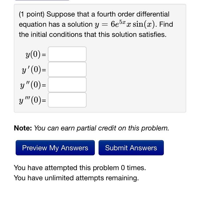 Solved (1 point) Suppose that a fourth order differential | Chegg.com
