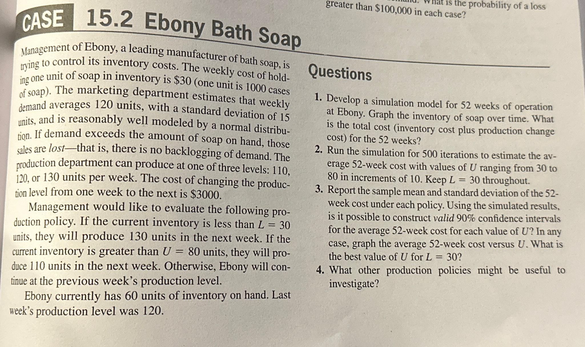 Solved CASE 15.2 ﻿Ebony Bath Soapgreater than $100,000 ﻿in | Chegg.com