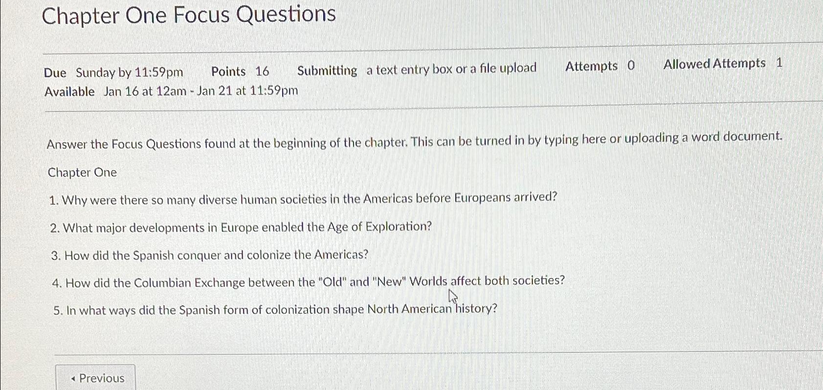 Solved Chapter One Focus QuestionsDue Sunday by 11:59pm | Chegg.com