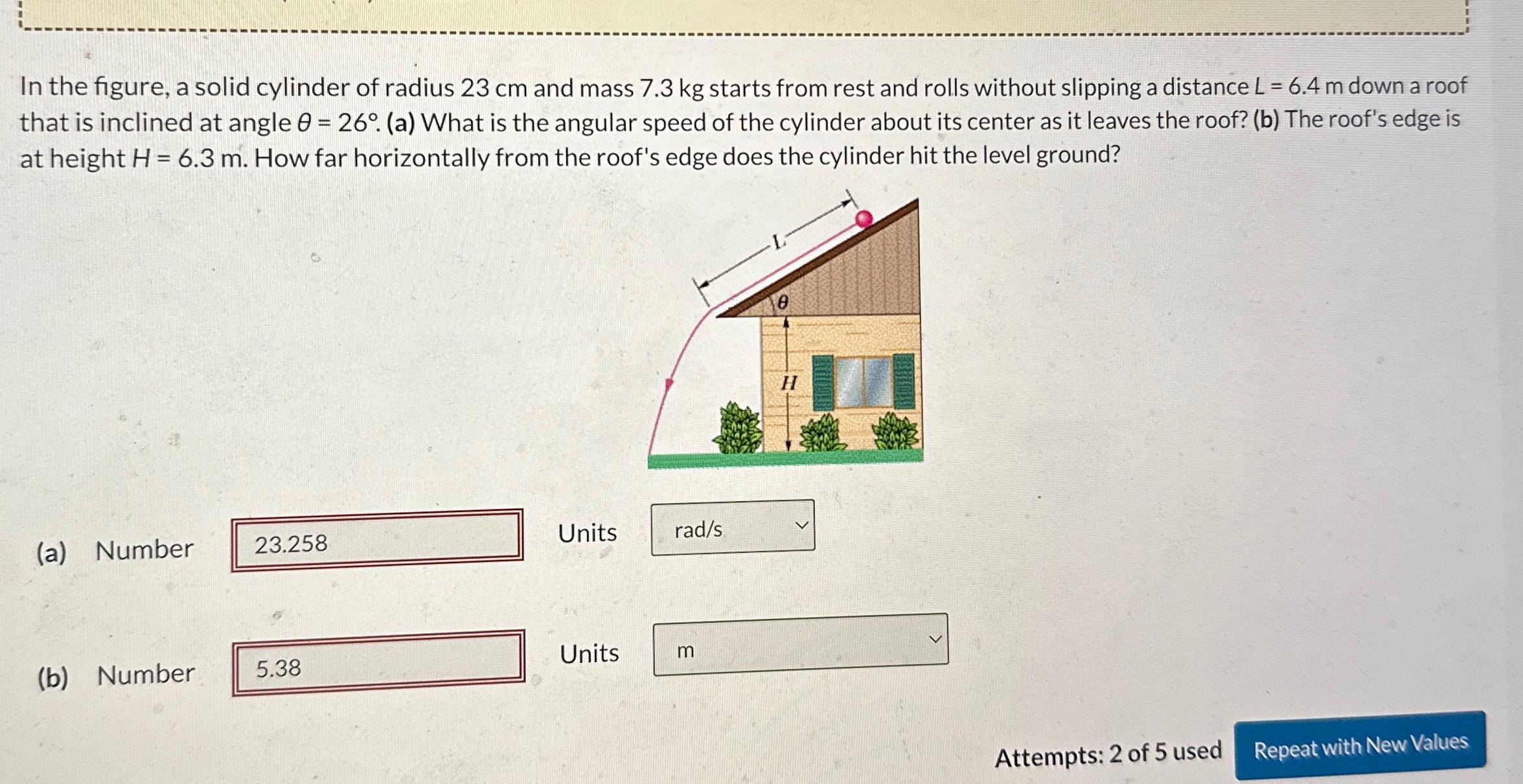 Solved In the figure, a solid cylinder of radius 23cm ﻿and | Chegg.com