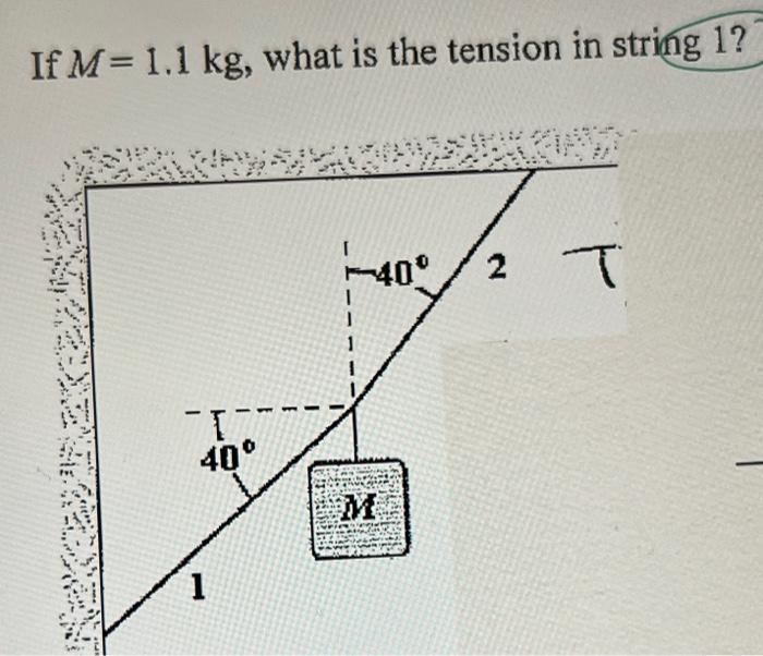 Solved If M = 1.1 ﻿kg, ﻿what is the tension in string 1? | Chegg.com