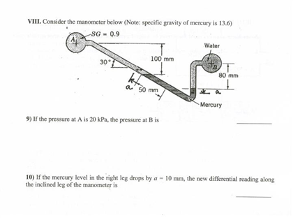 Solved: Consider The Manometer Below (Note: Specific Gravi... | Chegg.com