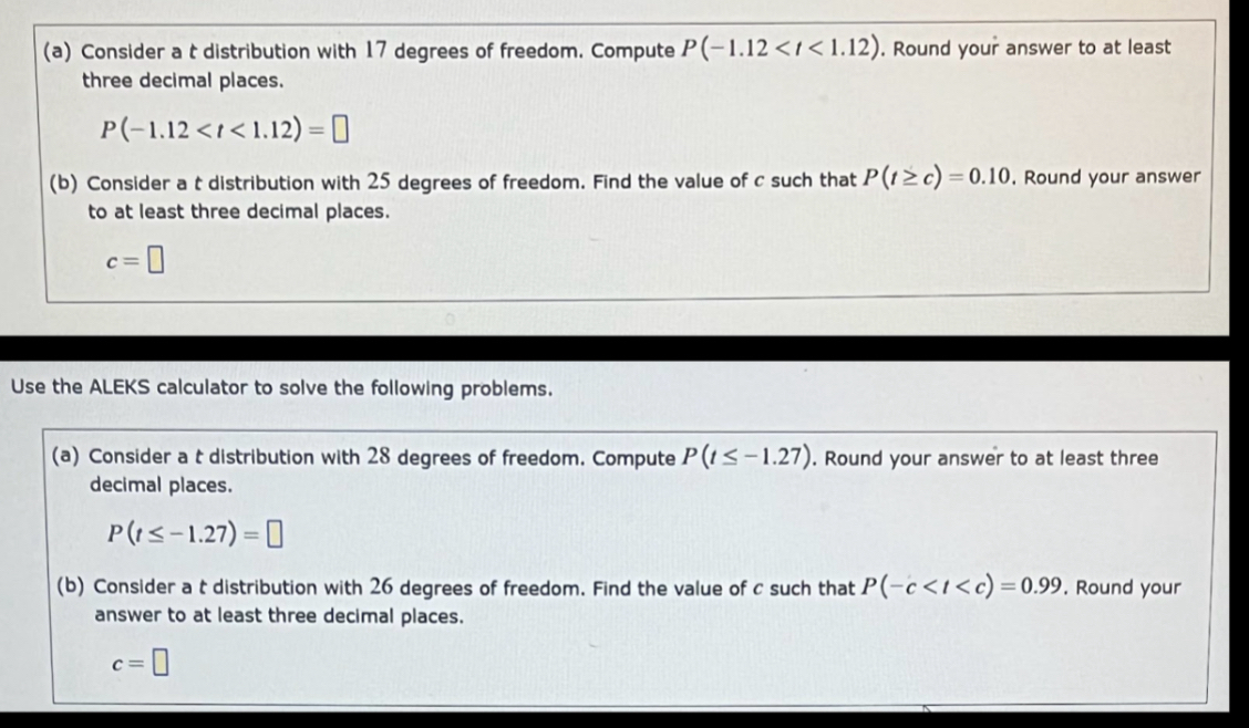 Solved (a) ﻿Consider a t distribution with 17 ﻿degrees of | Chegg.com