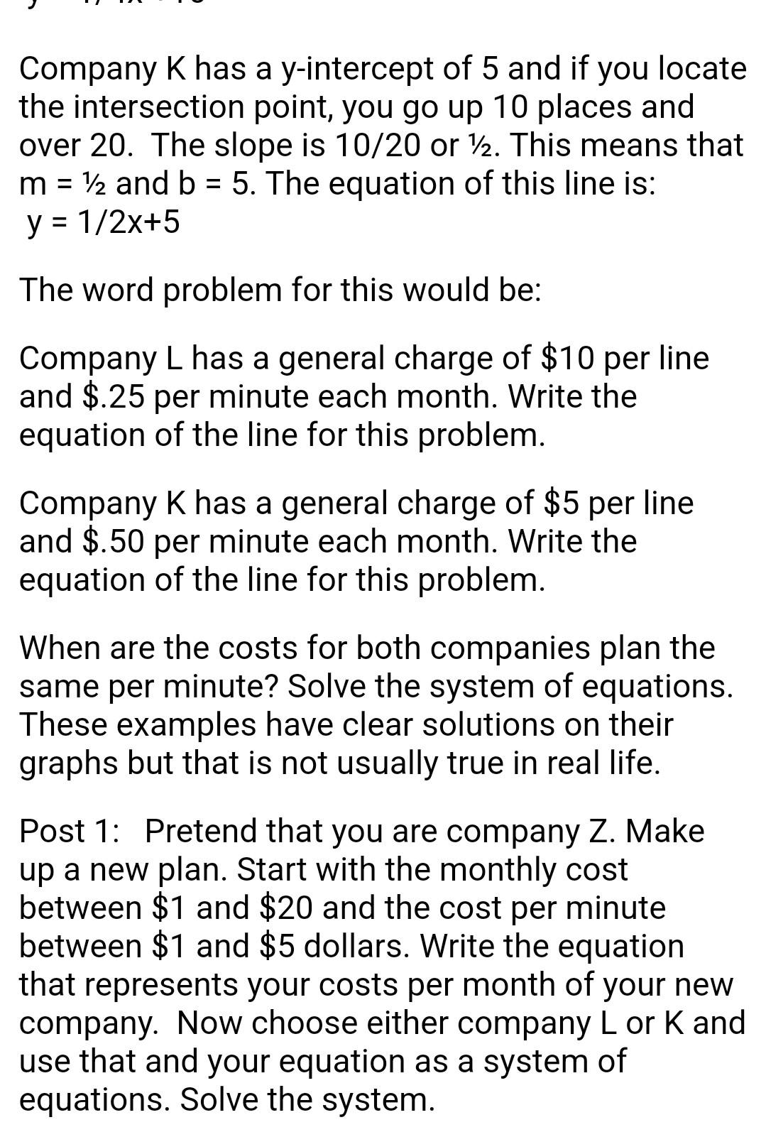 Solved Company K has a y-intercept of 5 and if you locate | Chegg.com