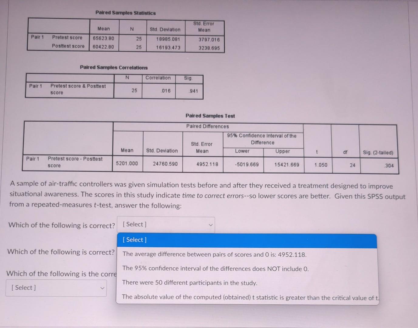 Solved Paired Samples Statistics Mean N Std. Deviation Std. | Chegg.com
