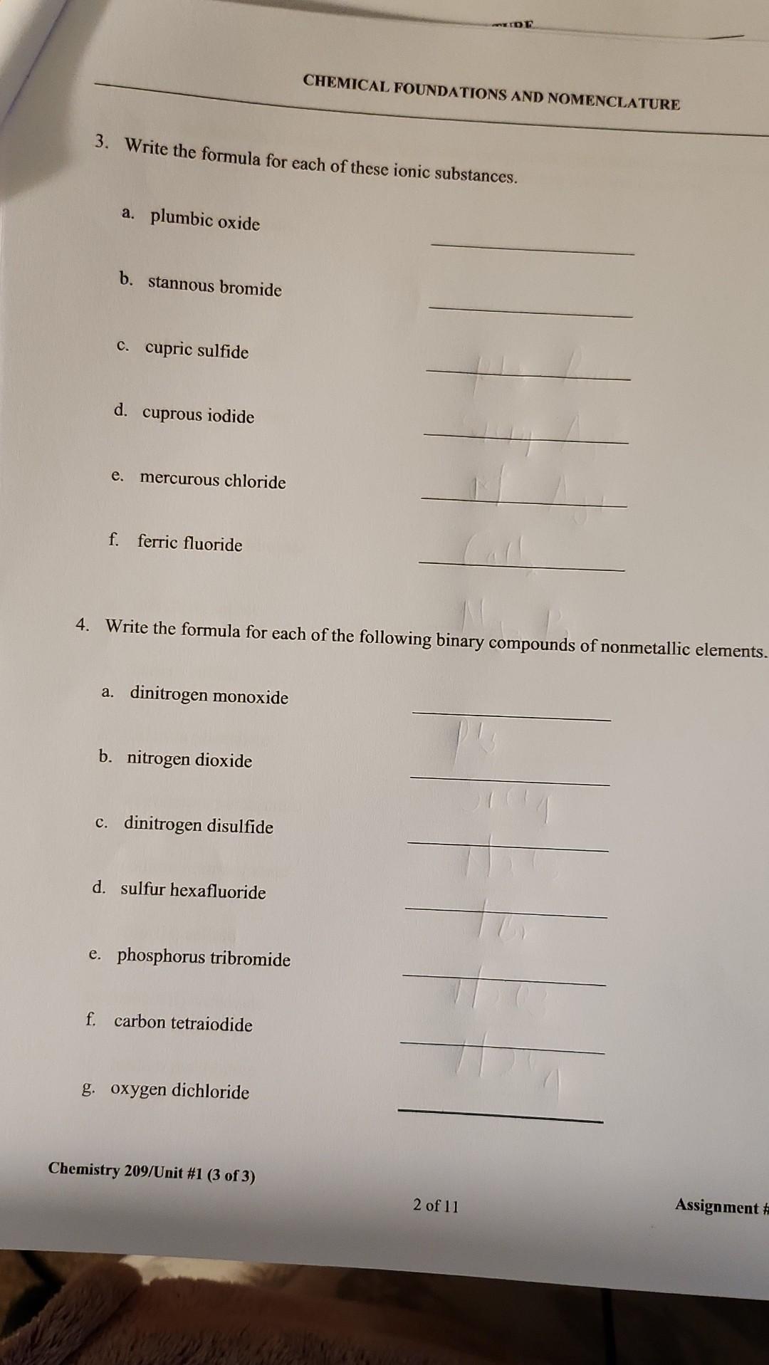 Solved write the formula for each of these ionic substances | Chegg.com