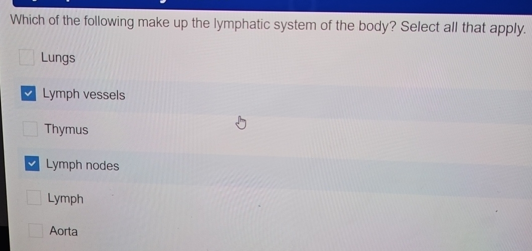 Solved Which of the following make up the lymphatic system | Chegg.com