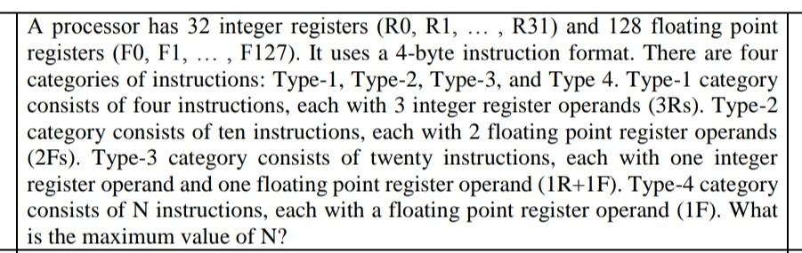 Solved A processor has 32 integer registers (RO, R1, ... , | Chegg.com
