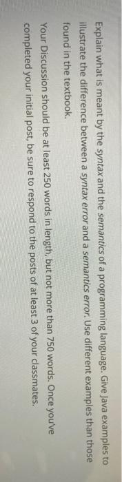 Solved Explain what is meant by the syntax and the semantics | Chegg.com