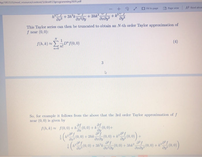 3 Taylor series for functions of two variables For a | Chegg.com