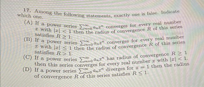 Solved 16. For the following statement indicate whether it | Chegg.com
