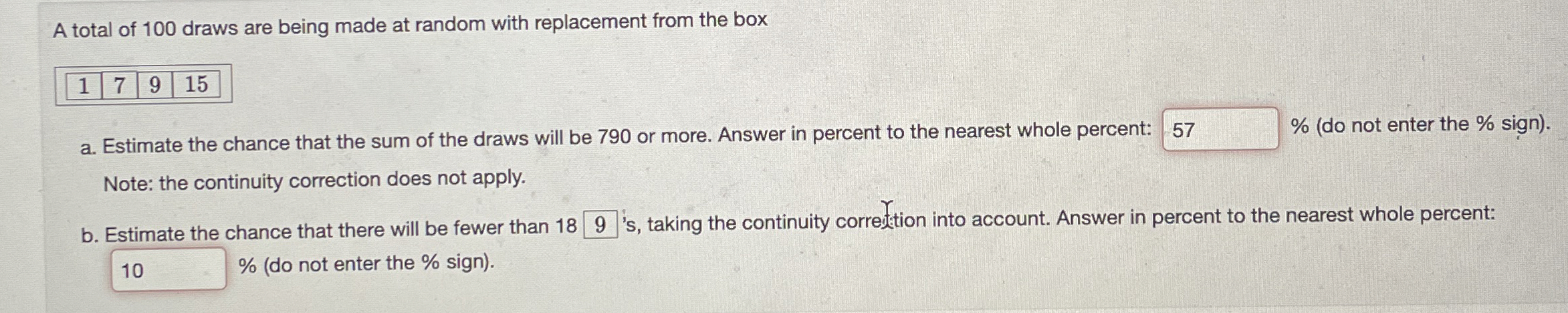 Solved A total of 100 ﻿draws are being made at random with | Chegg.com