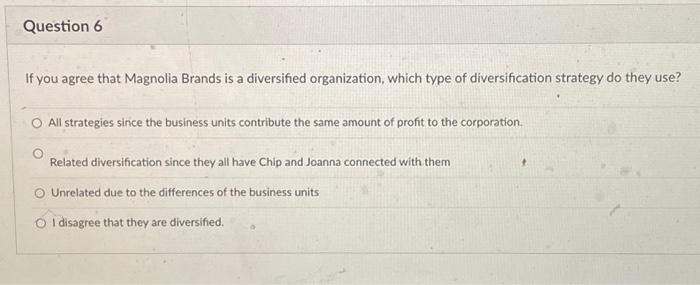 Solved Question 6 If you agree that Magnolia Brands is a | Chegg.com