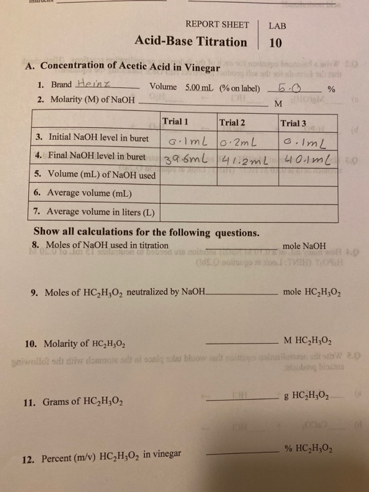 Acid Base Titration Lab Report Answers Stephanie Mackay
