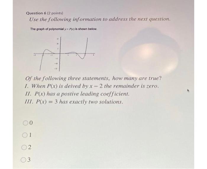 Solved Question 6 ( 2 points) Use the following information | Chegg.com