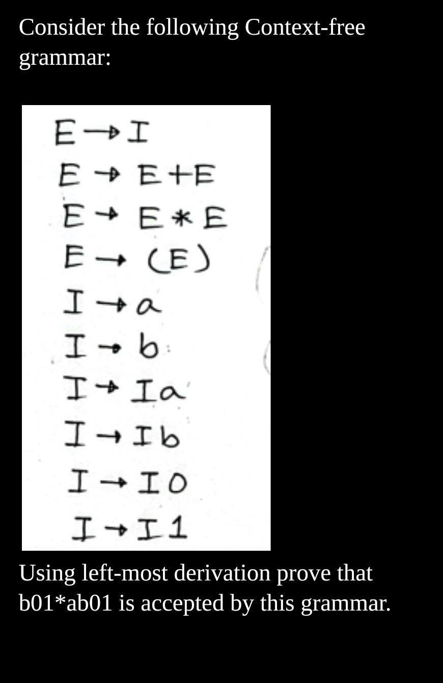[Solved]: Consider the following Context-free grammar: E->