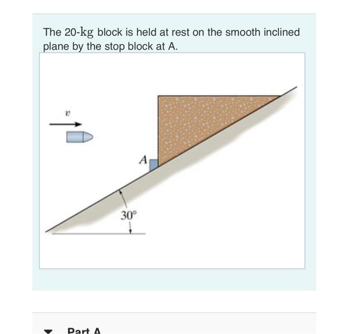 Solved The 20−kg block is held at rest on the smooth | Chegg.com