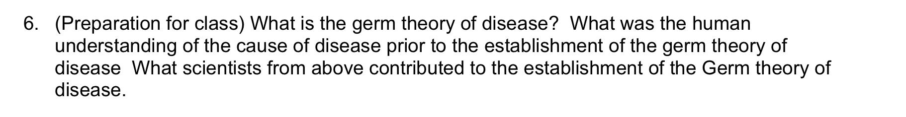 Solved What is the germ theory of disease? What was the | Chegg.com