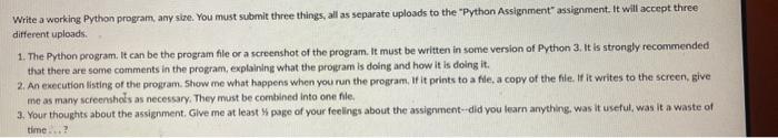 Solved Write a working Python program, any siog. You must | Chegg.com
