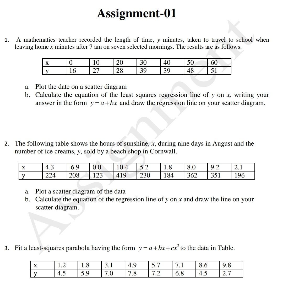 Solved Assignment-01 1. A mathematics teacher recorded the | Chegg.com