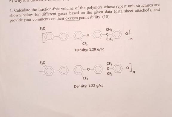 Solved 4. Calculate the fraction-free volume of the polymers | Chegg.com