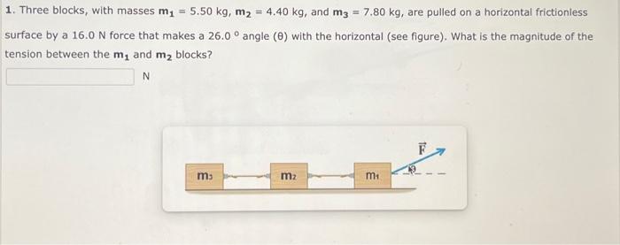 1. Three blocks, with masses m1=5.50 kg,m2=4.40 kg, | Chegg.com