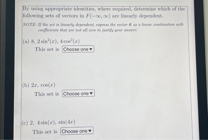 Solved By using appropriate identities, where required, | Chegg.com