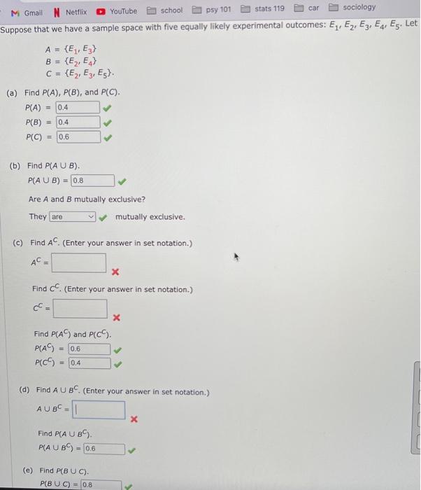 Solved Suppose That We Have A Sample Space With Five Equally