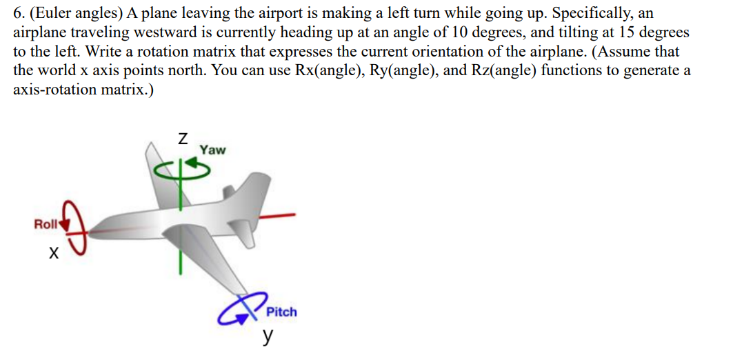 Solved 6. (Euler angles) ﻿A plane leaving the airport is | Chegg.com