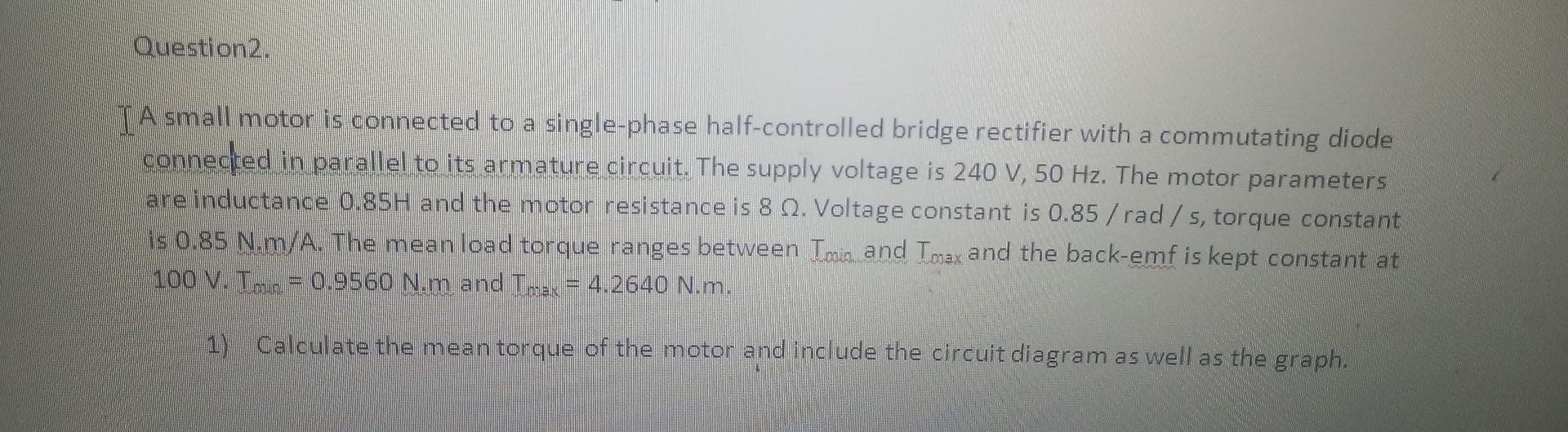 Solved I A small motor is connected to a single-phase | Chegg.com