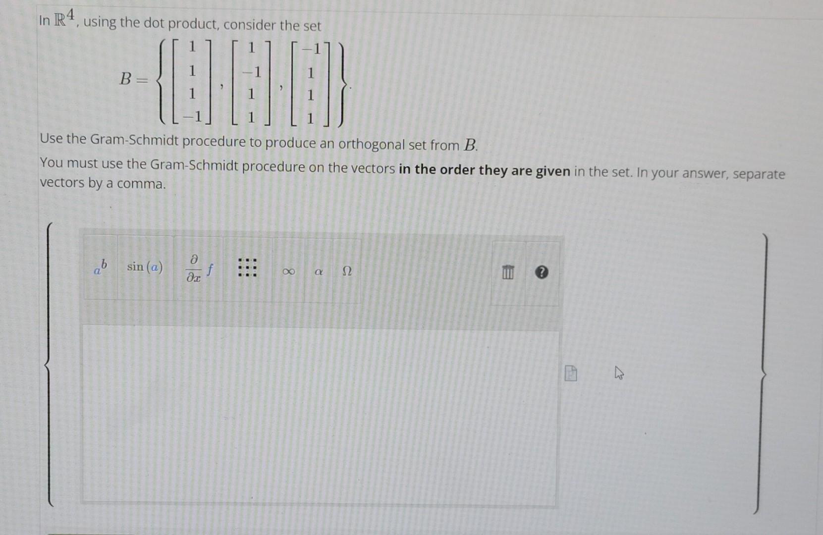 Solved In R4, using the dot product, consider the set | Chegg.com