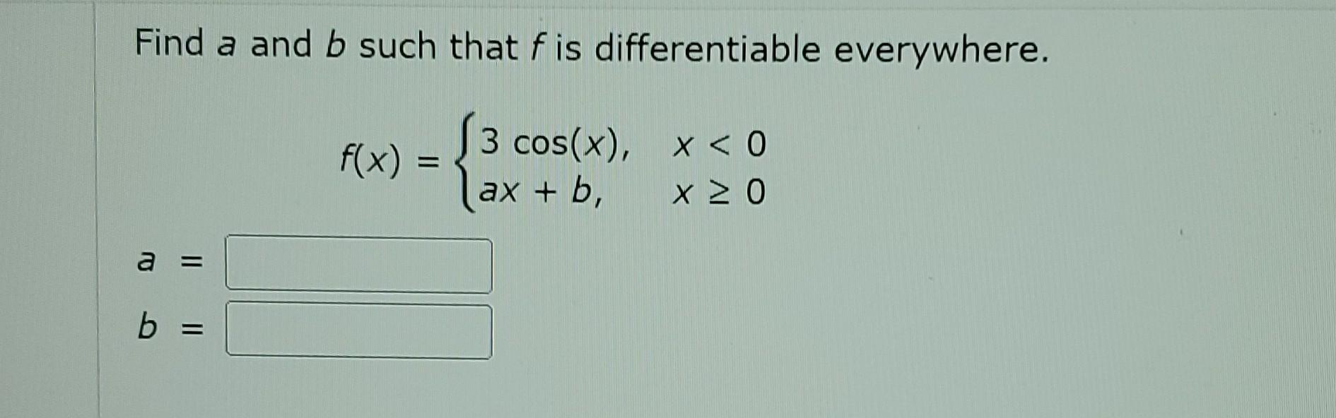 Solved Find a and b such that f is differentiable | Chegg.com