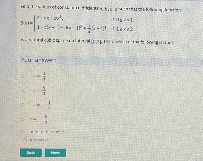 Solved Find the values of constant coefficients a, b, c, d | Chegg.com