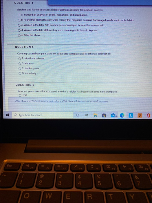 Solved QUESTION 4 Marcketti and Farrell-Beck's research of | Chegg.com