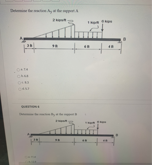 Solved Determine the reaction Ay at the support A 2 kips/ft | Chegg.com